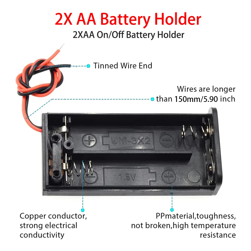 3V AA Battery Case Box 1 2 3 4 Slots AA LR6 HR6 Battery Holder Storage ...