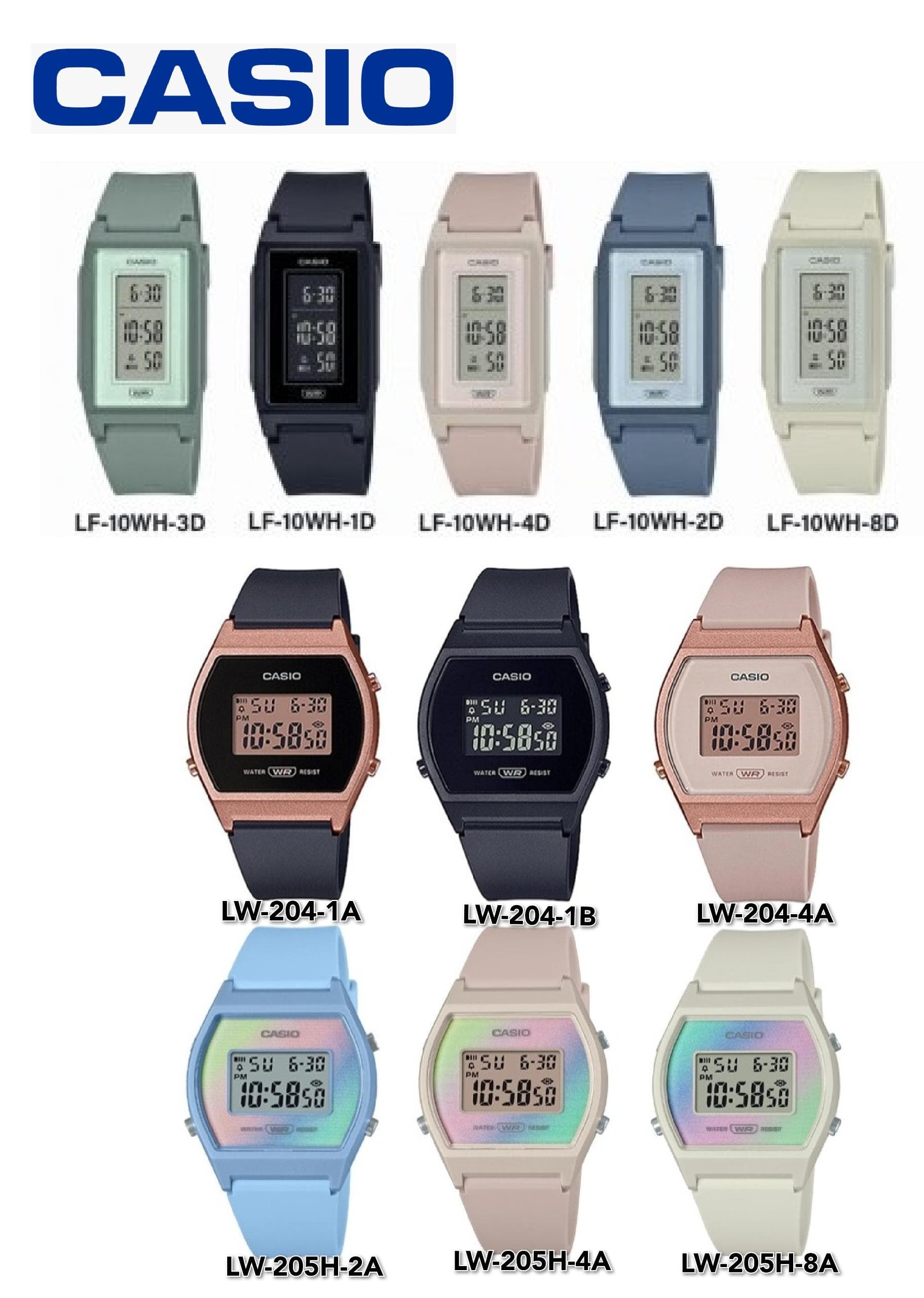 Casio LW-204 / LF-10WH / LW-205H Youth Digital Sports Resin Band ...