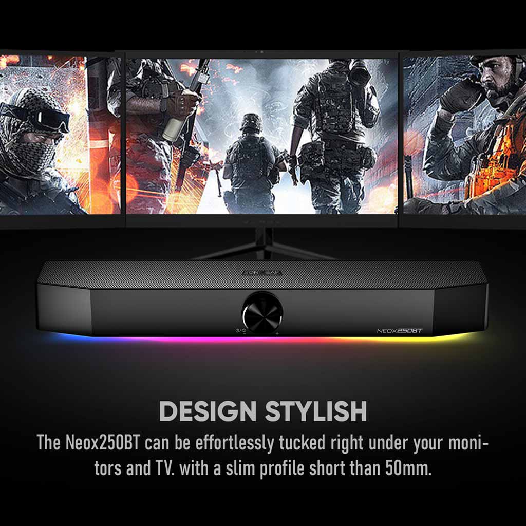 SonicGear Neox 250BT RGB Bluetooth Sound Bar Cinematic Audio ...
