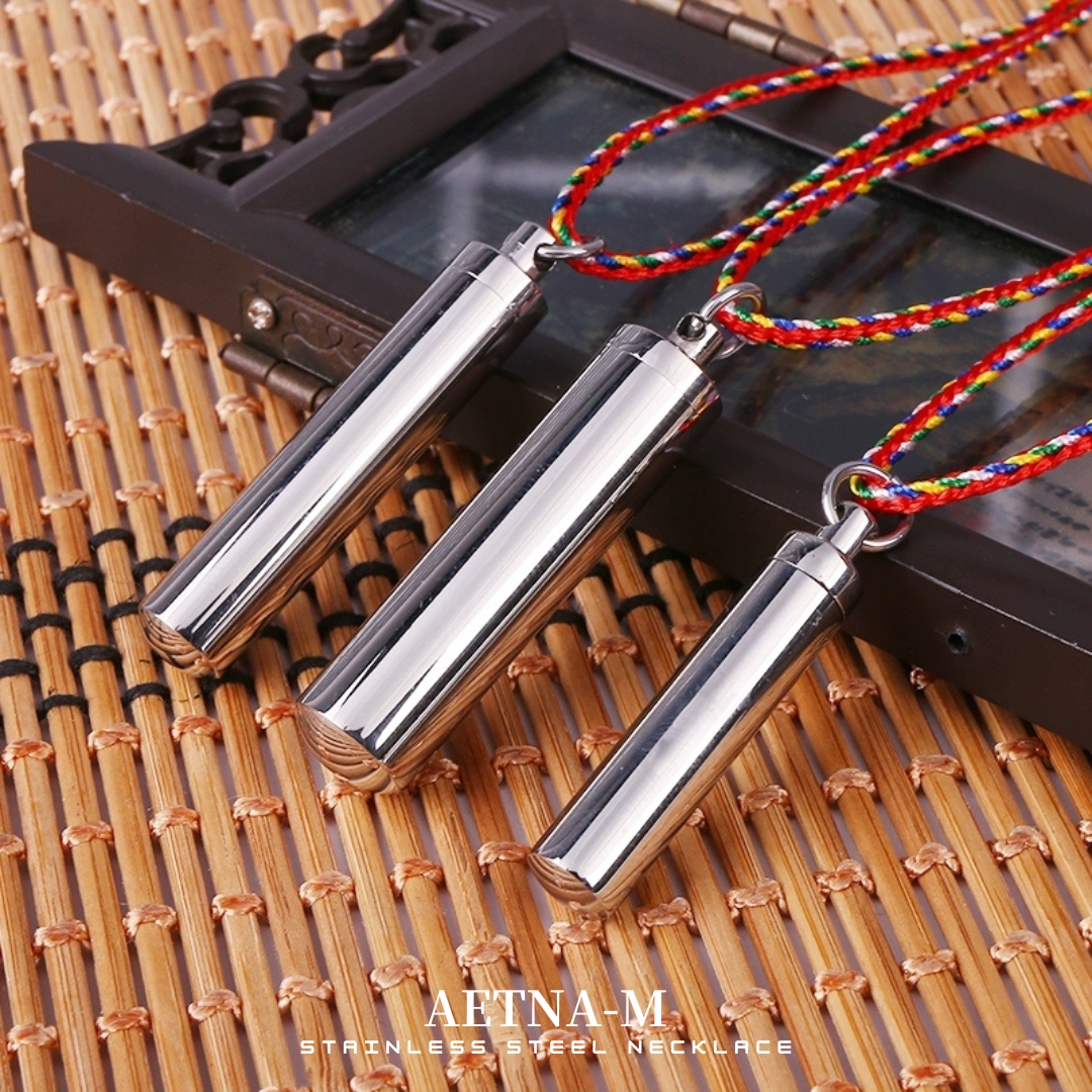 Cylinder Pendant Bottle Amulet Pendant Stainless Steel Openable Pendant ...