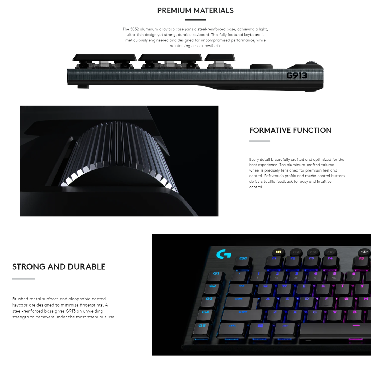 Logitech G913 LIGHTSPEED Wireless RGB Mechanical Gaming Keyboard | Low Profile GL Switches ...