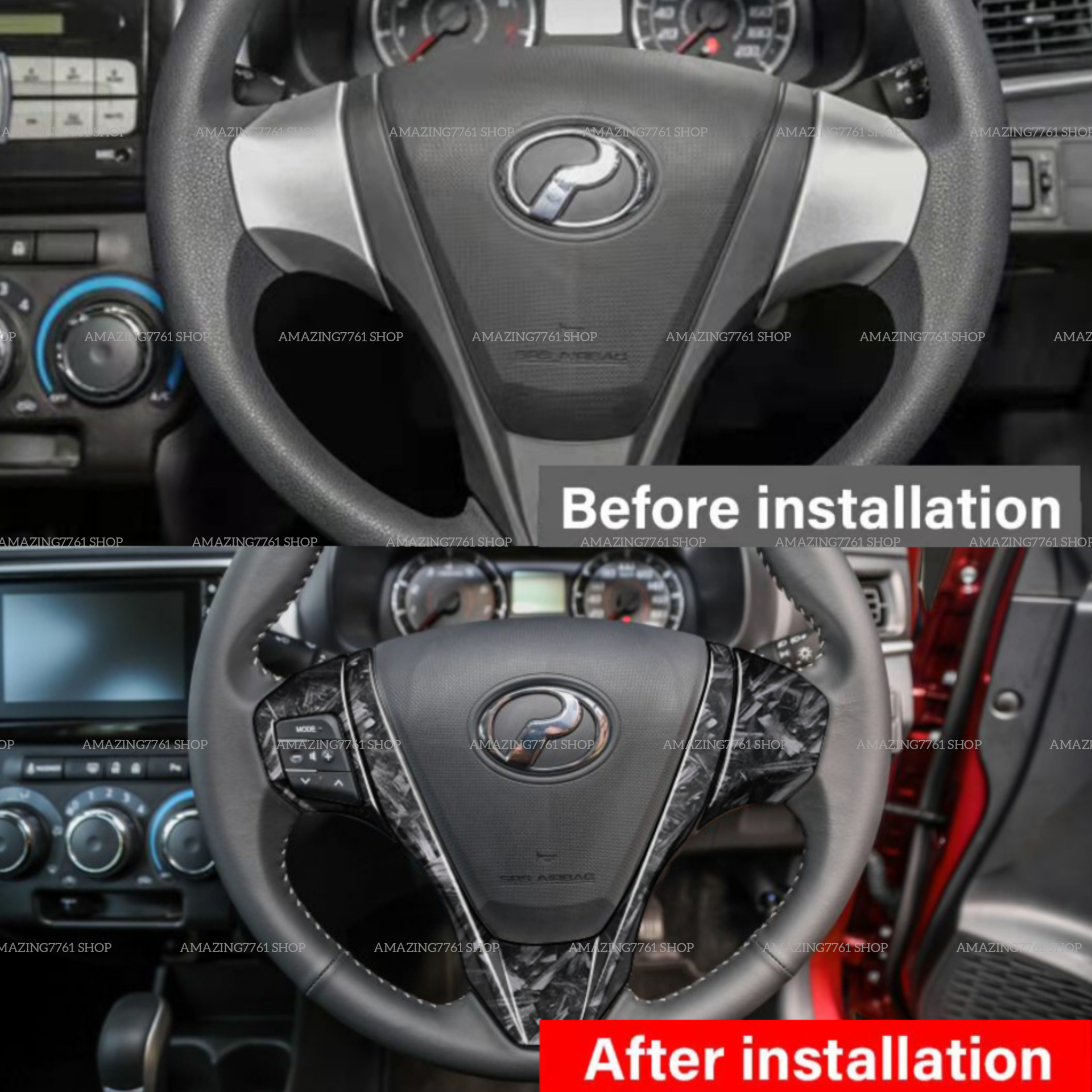AMAZING PERODUA AXIA 2014-2022 STEERING WHEEL CONTROL PANEL FRAME COVER ...