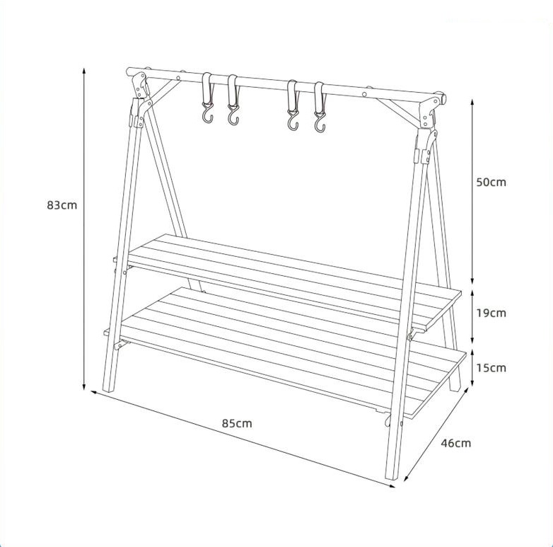 Camping Triangle Storage Rack Stand Outdoor Organizer with Hooks ...