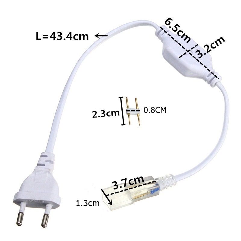 220V 2Pin Distance 8mm LED Strip Light Plug Power Supply Power Adapter ...