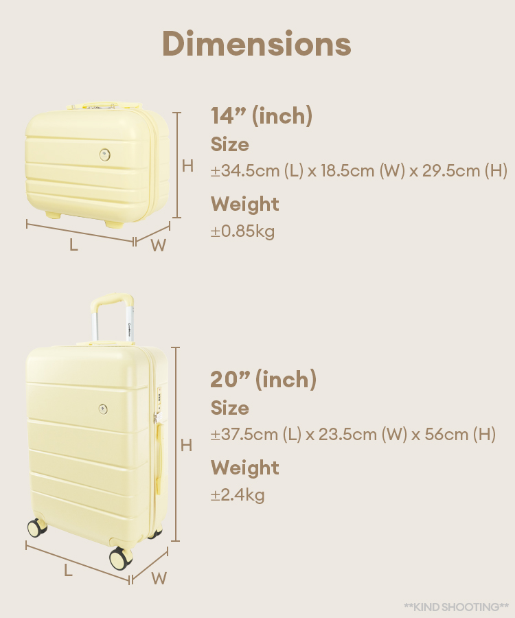 Case Valker Anna 2in1 PC+ABS Hard Case Luggage TSA Lock (20" + 14") Beg ...