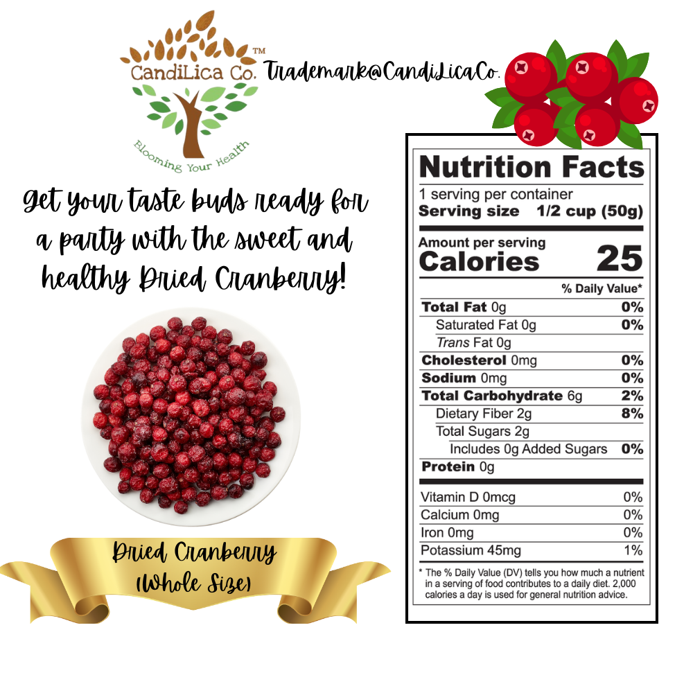 CandiLica Co. Premium Imported Dried Cranberry - Whole Size - Product ...