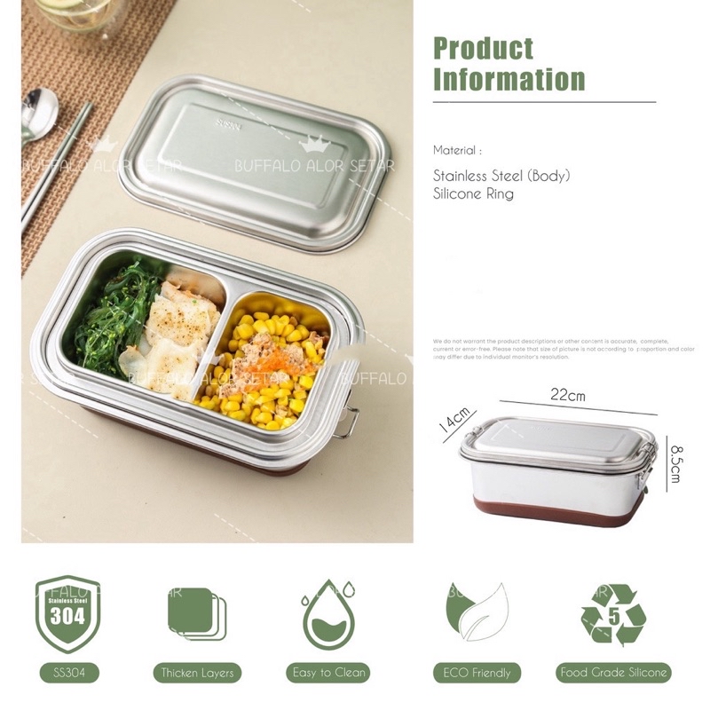 READY STOCK BUFFALO STAINLESS STEEL 304 LUNCH BOX BENTO BOX FOOD ...