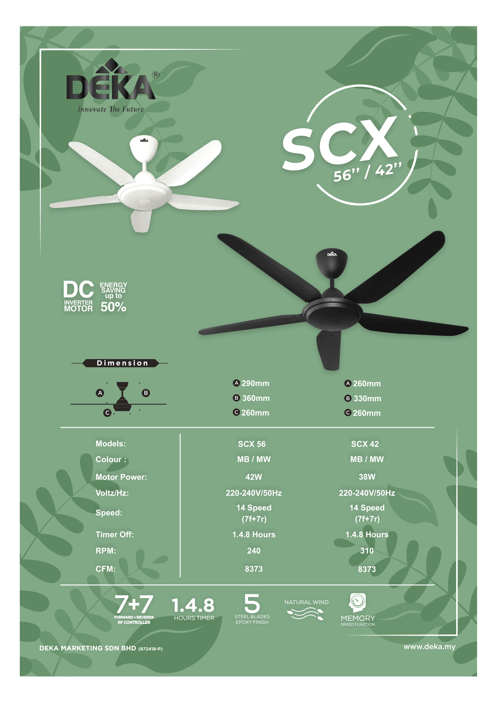 [NEW MODEL] Deka Ceiling Fan (42" / 56") SCX 42 PRO / SCX 56 PRO DC ...