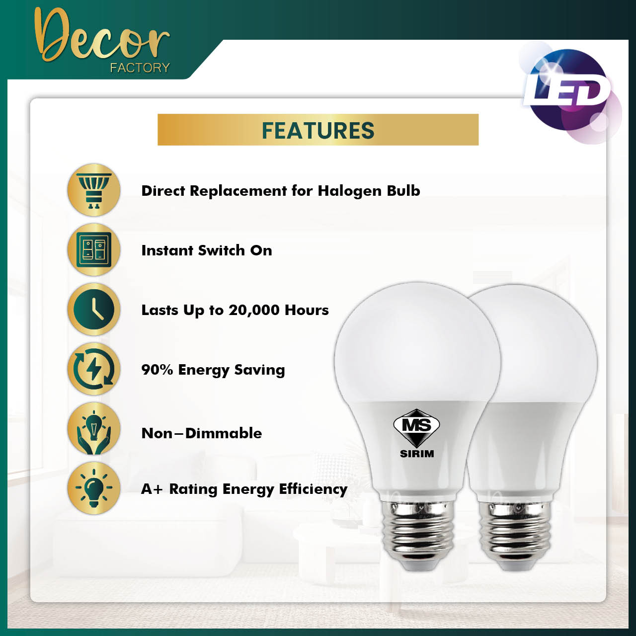 [SIRIM APPROVED] LED BULB E27 6W / 10W / 13W Super Bright Light Bulb LED Light Lamp Bulb Mentol ...