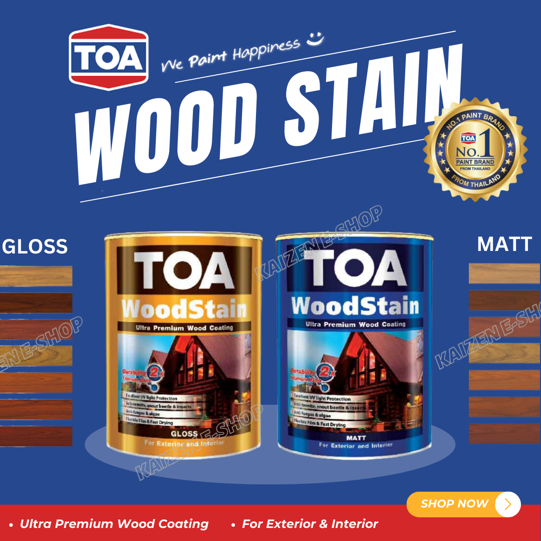 TOA 1L Wood Stain Ultra Premium Wood Coating For Exterior And Interior ( Gloss / Matte ...
