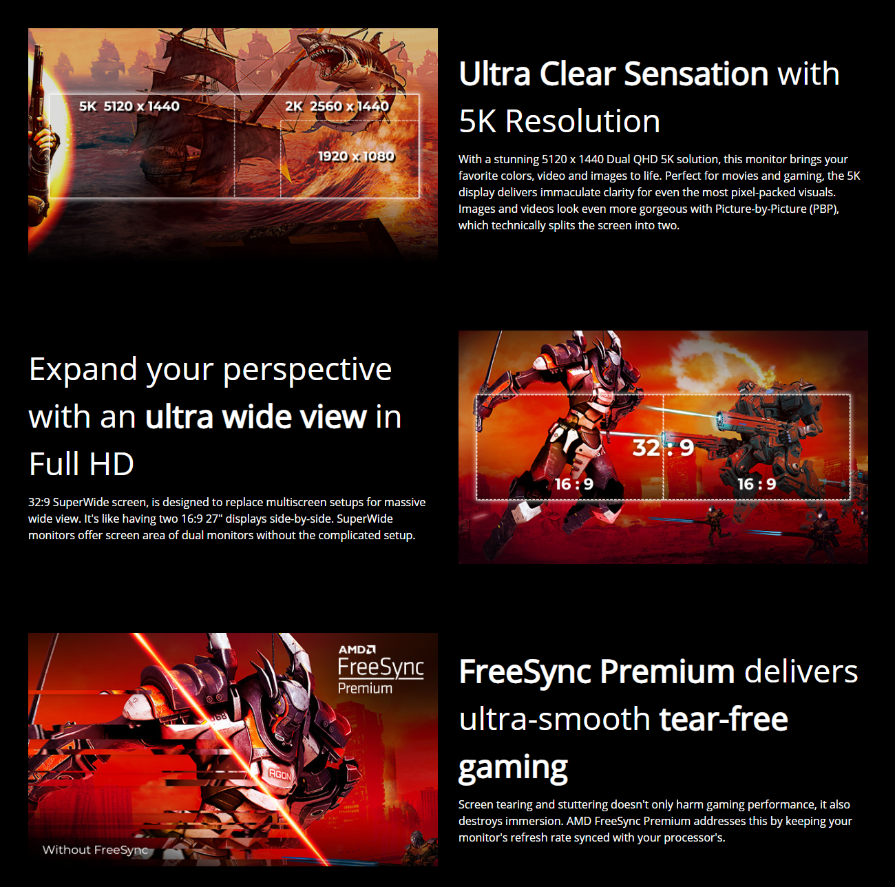 AOC AG493UCX2 AGON 49" 5K Dual QHD HDR400 165Hz UltraWide Gaming ...