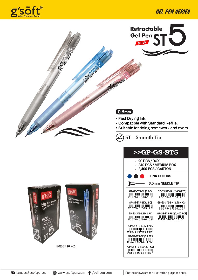 g'soft GP-GS-ST5 Retractable Gel Pen 0.5mm ( 1 pcs ) | Shopee Malaysia