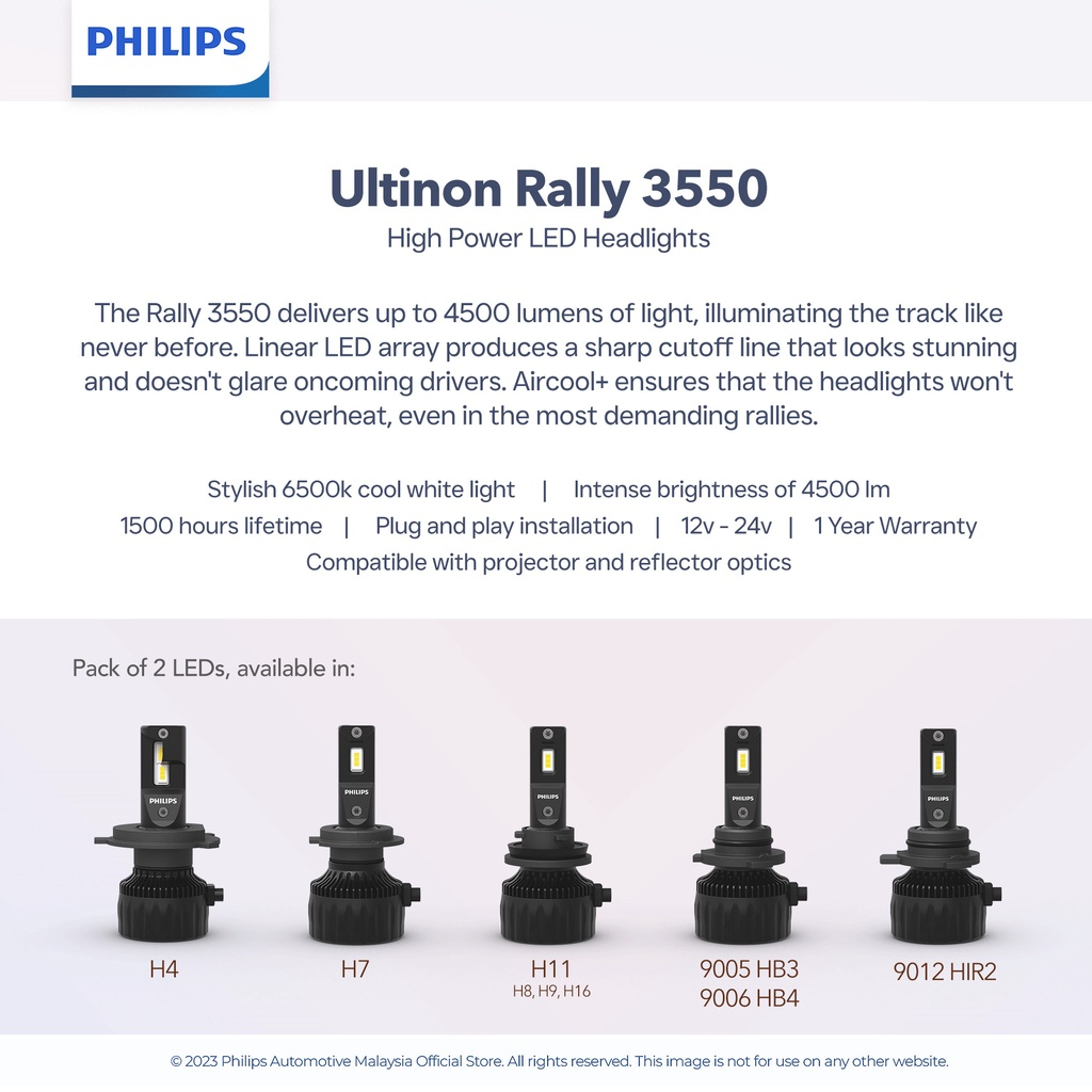 Philips Ultinon Rally 3550 High Power LED Headlights ( Extra & More ...