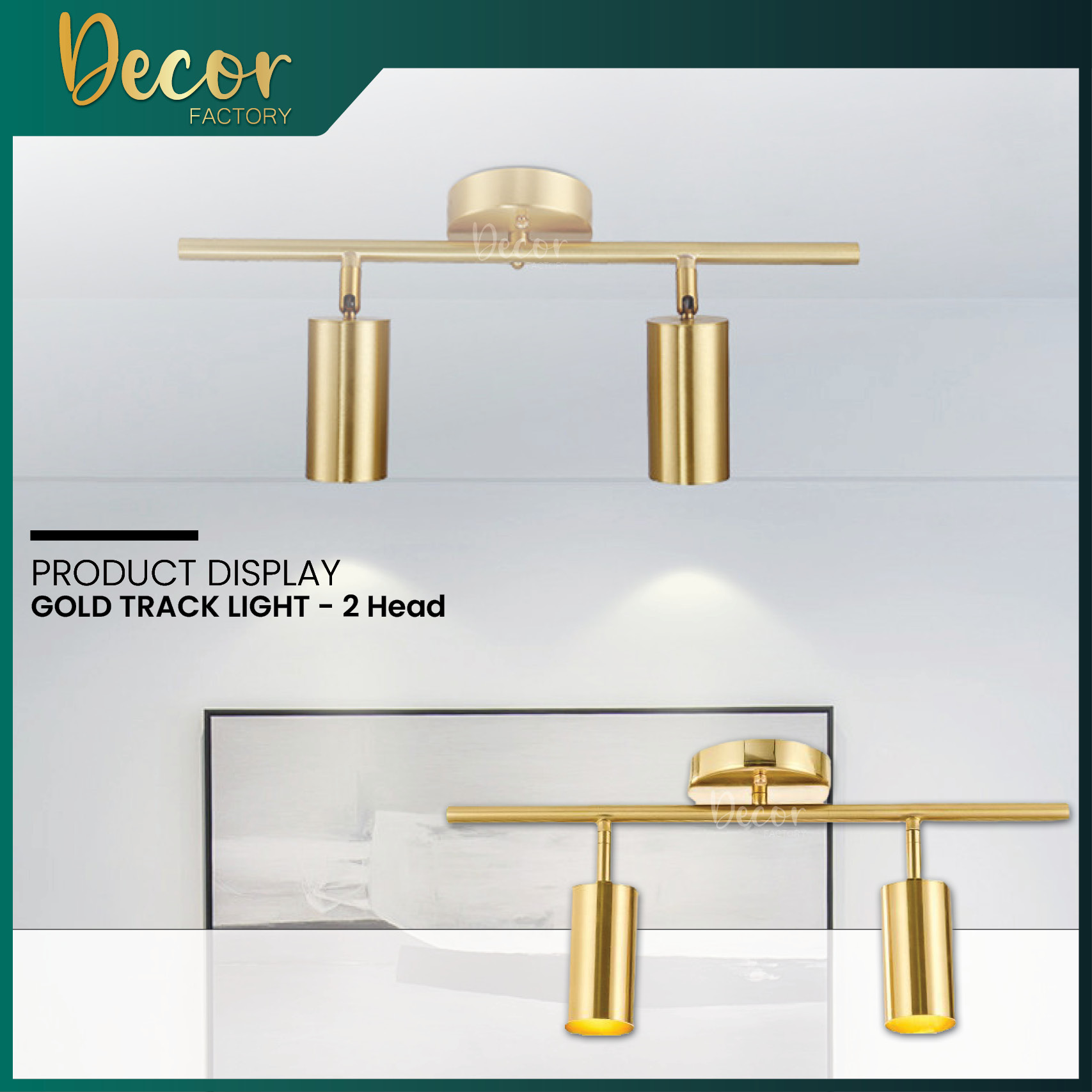 [FREE BULB] LED Gold Track Light Lampu Track Ceiling Lighting with GU10 ...