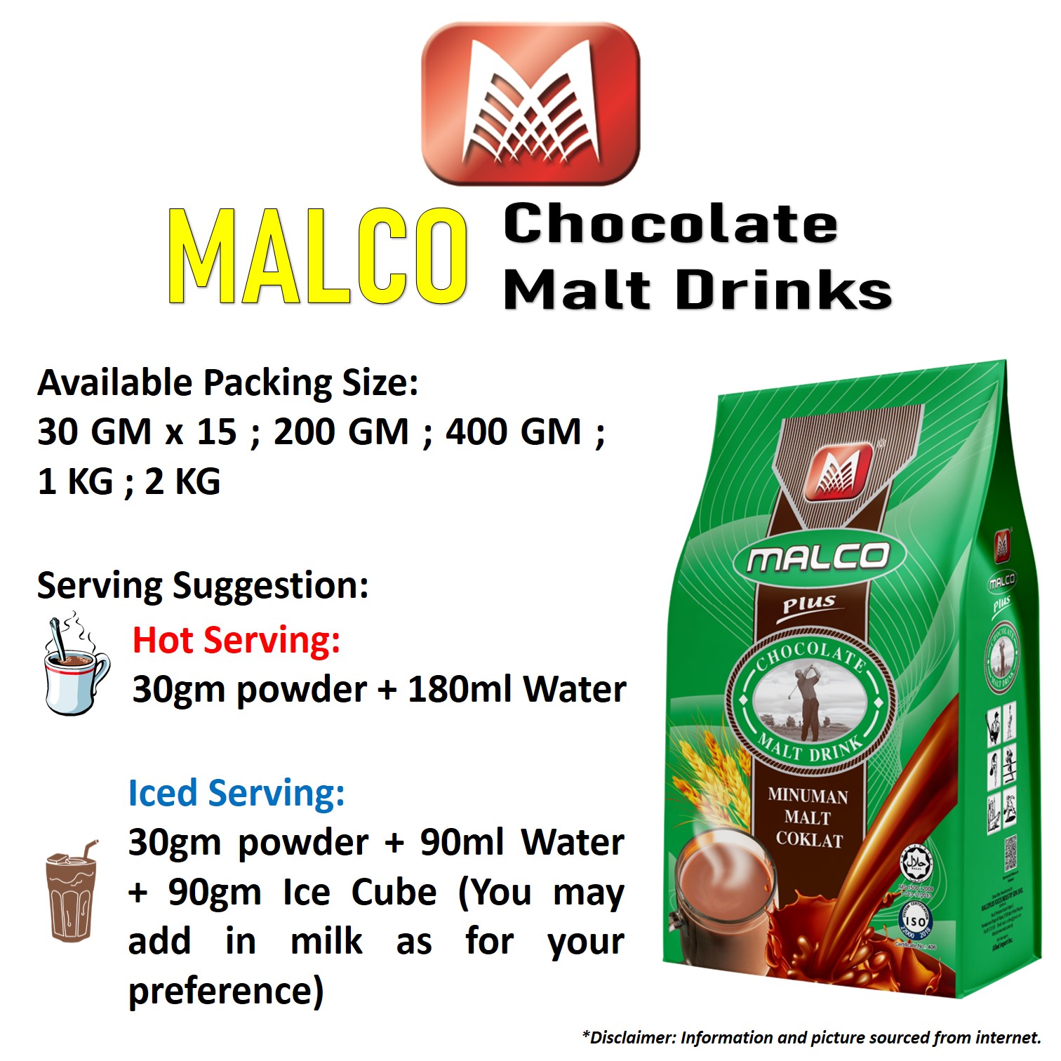 1.8 KG | MALCO | Chocolate Malt Drink | Minuman Coklat | HALAL | KOFCAFE 3+1 White Coffee Add On ...