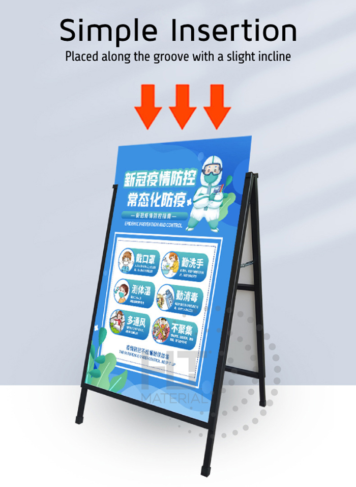 Metal A Frame Poster Frame 90cmX60cm Folding Signboard Outdoor Single ...