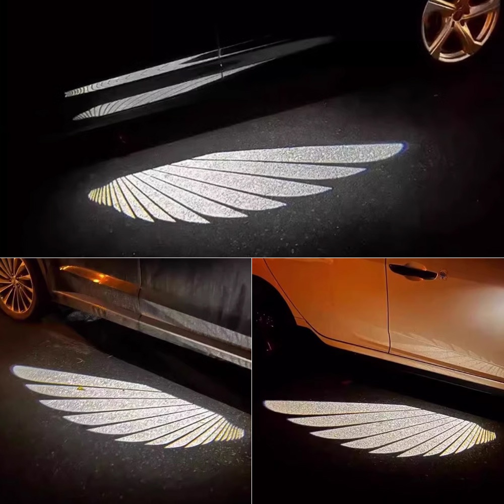 Car Angel Wing rearview mirror ground light welcome light high-end car ...