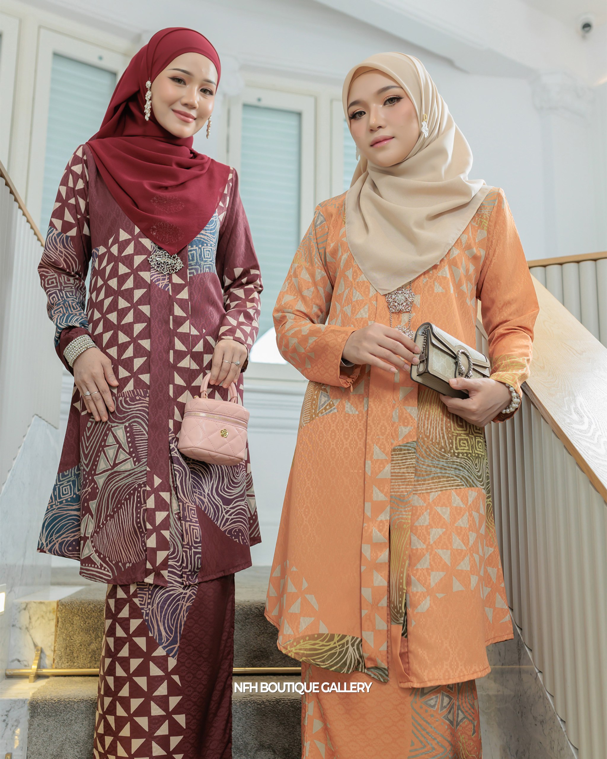 Baju Kurung by NFH BOUTIQUE GALLERY ADLENE Raya 2024 Batik Malaysia Dress Muslimah Black Blue ...