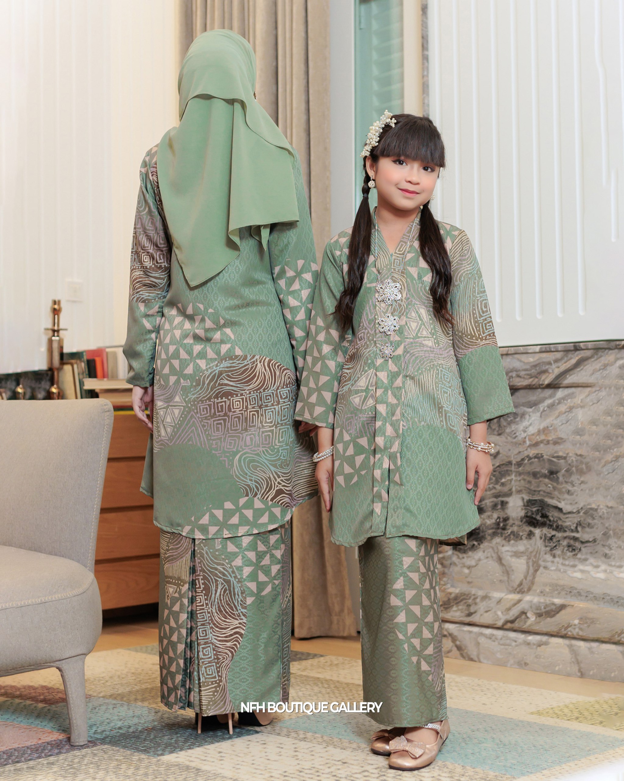 Baju Kurung by NFH BOUTIQUE GALLERY ADLENE Raya 2024 Batik Malaysia Dress Muslimah Black Blue ...