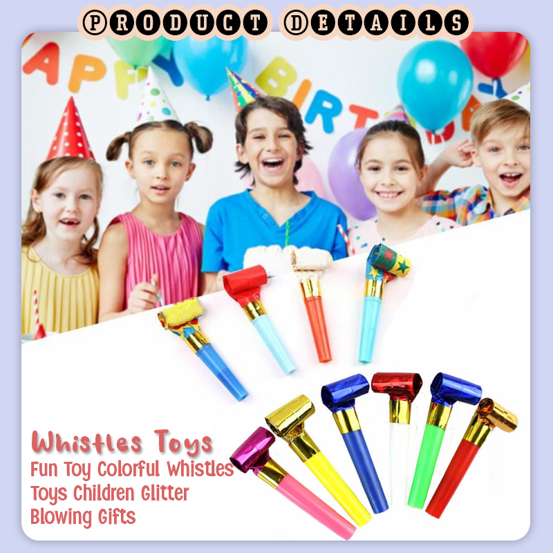 [Little B House] Birthday Party Toy Blow Dragon Whistle Roll Horn Props ...