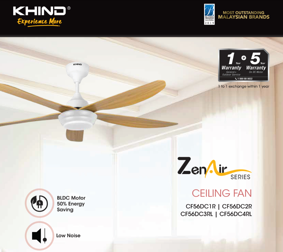 Khind 56” Remote Control Ceiling Fan Matt Black Low Noise (BLDC Motor ...