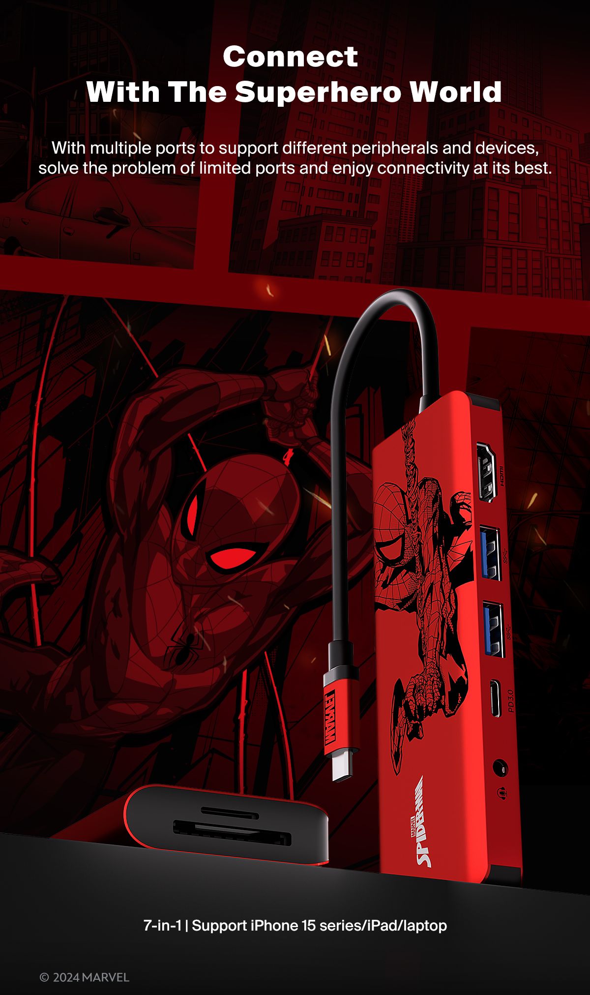 Belkin AVC009qcRD-DY Marvel Spiderman Series Connect USB-C 7-in-1 ...