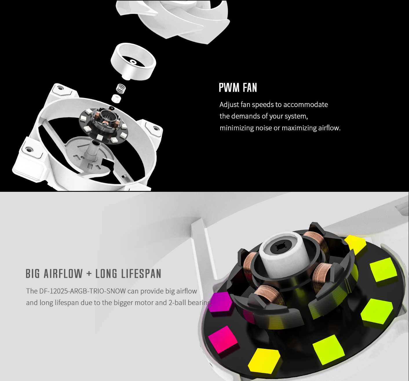 ID-COOLING DF-12025 ARGB TRIO SNOW Chassis Fan # IDC-DF-12025-ARGB-TRIO ...