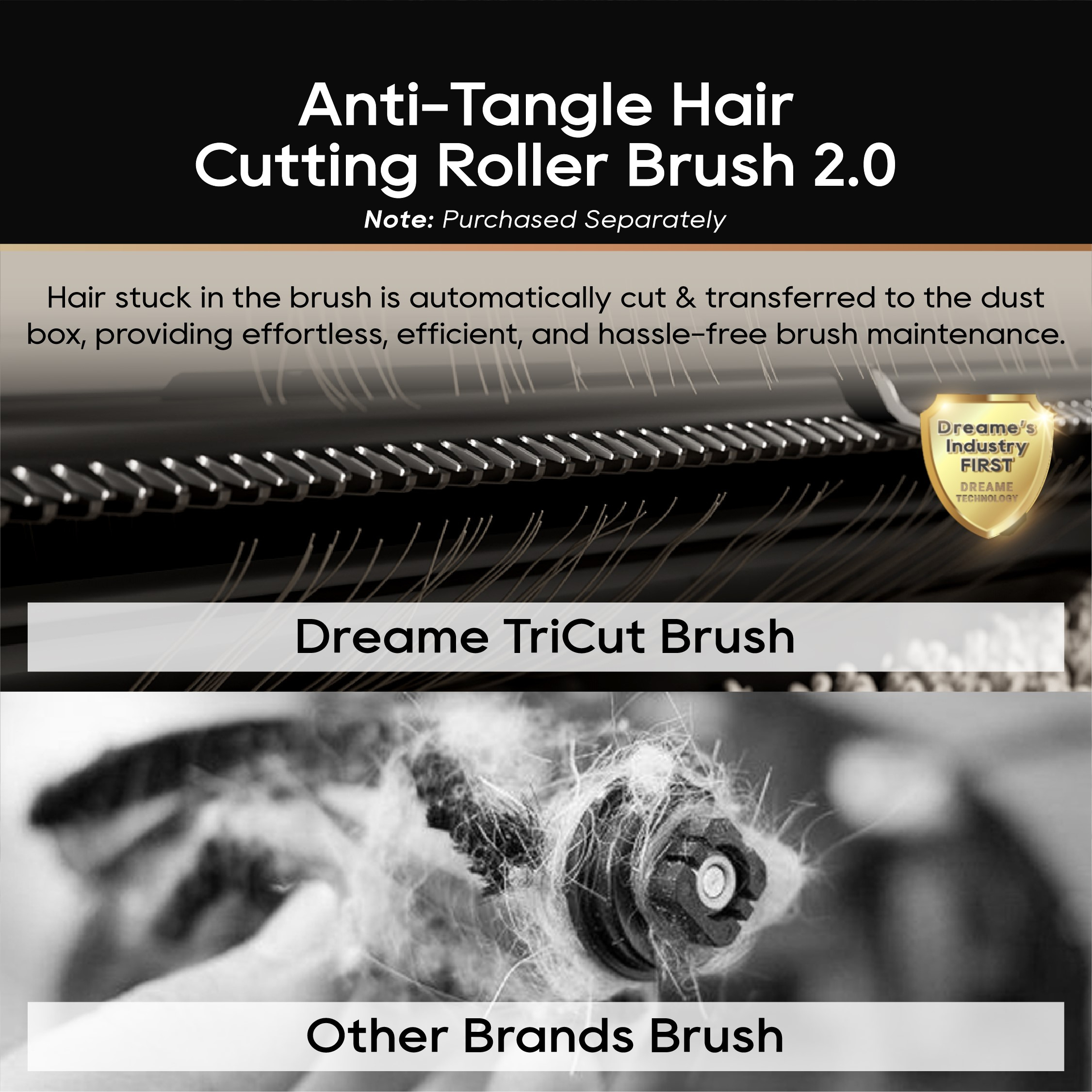 Dreame TriCut Brush for Robot Vacuum | Self-Cleaning Anti-Tangle Main ...