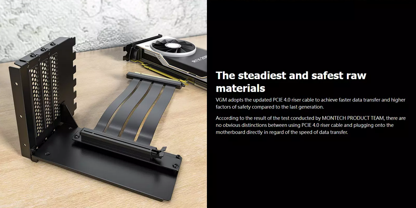 Montech VGM Vertical Graphics Card GPU Mounting Kit with PCIE 4.0 Riser ...