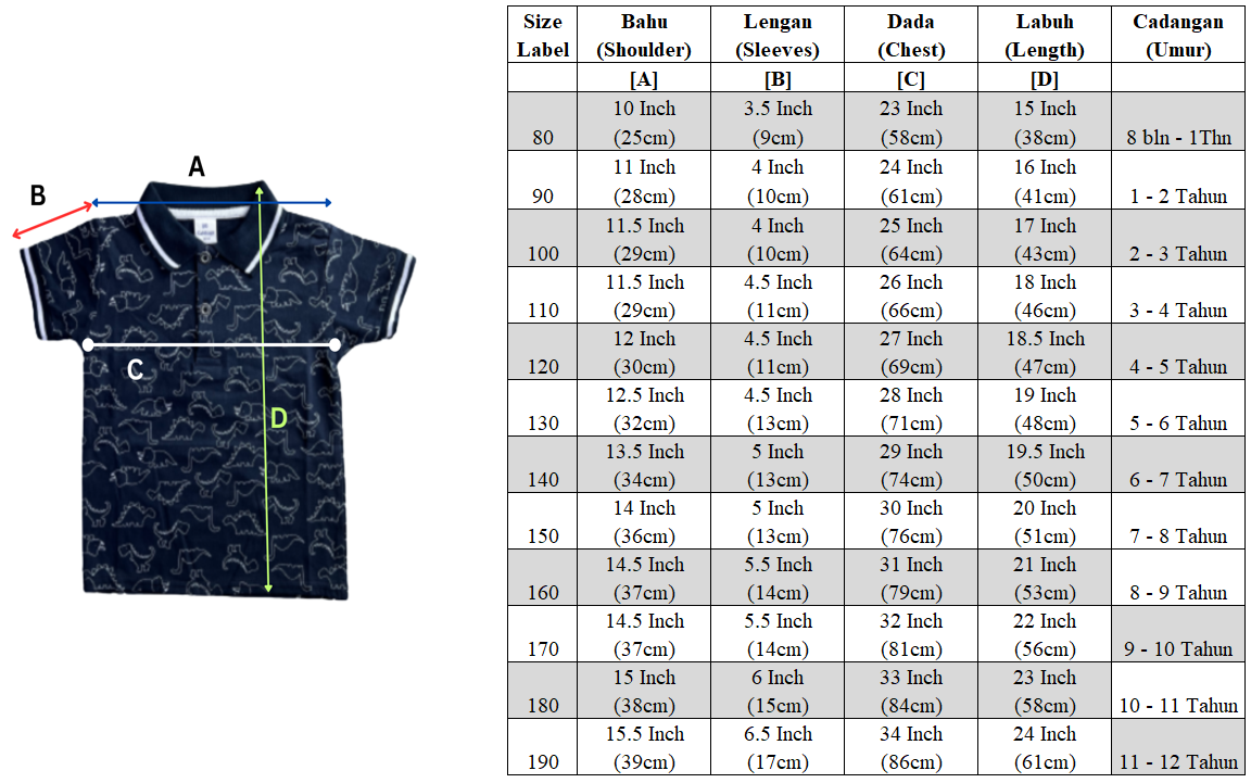 SC Kid Wear Baju Collar Colar Print Dinasor Lengan Pendek Budak Lelaki ...