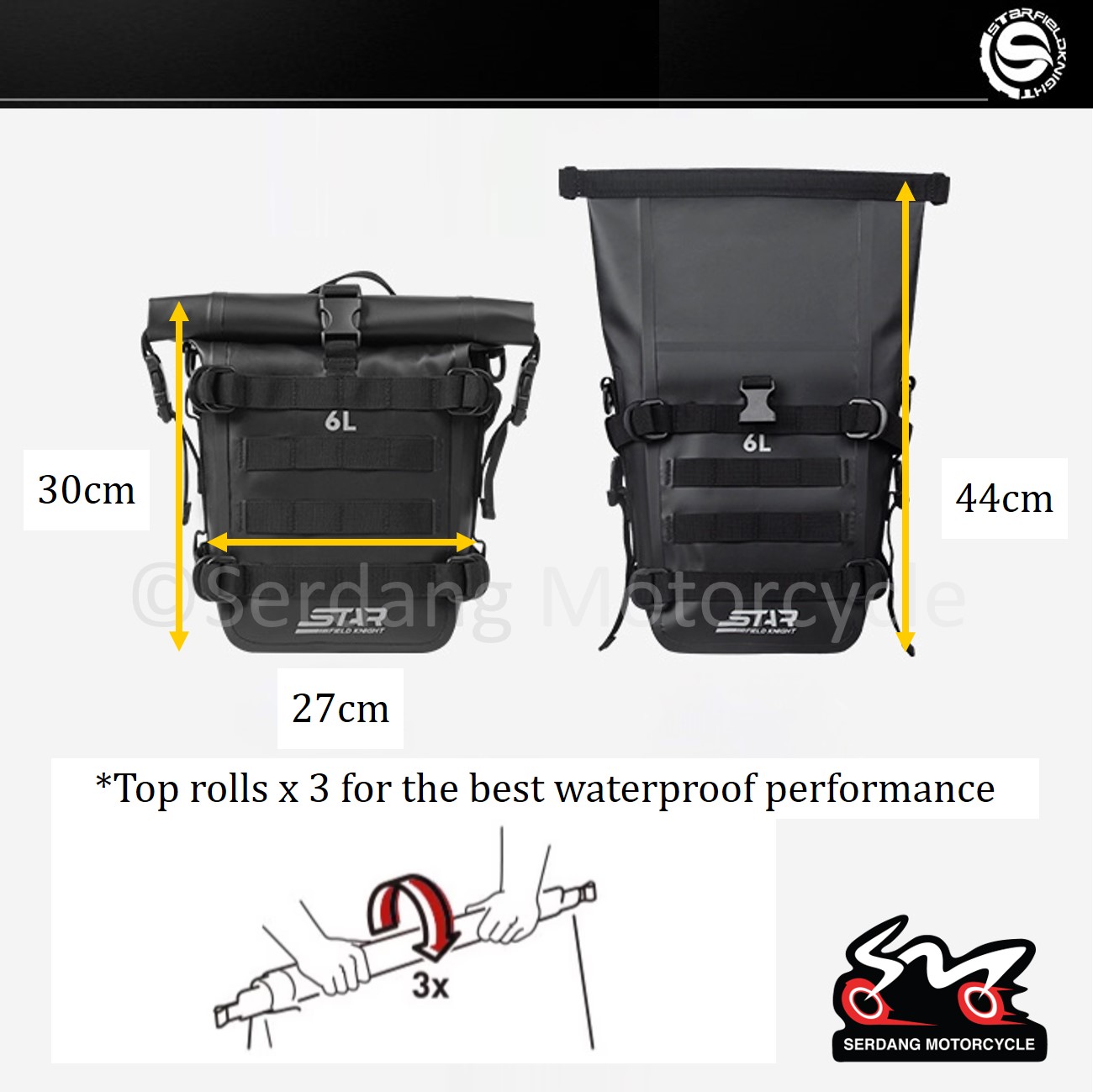 Star Field Knight SKB382 Waterproof Crash Side Bar Bumper Bag Sling ...