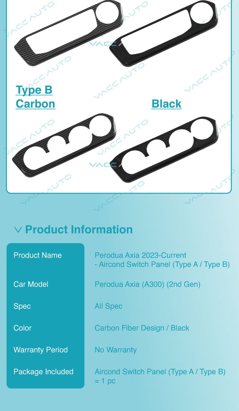 Perodua Axia 2nd Gen 2023 - 2026 A300 Aircond Switch Panel Type A Or ...