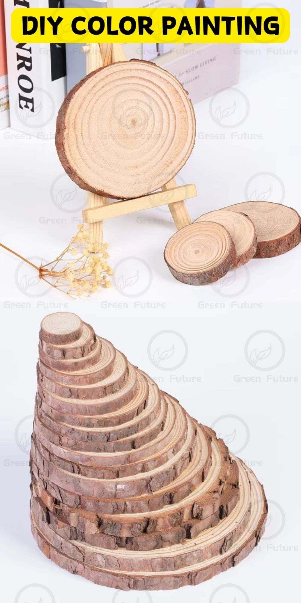 Natural Pine Round Unfinished Wood Slices Circles With Tree Bark Log ...
