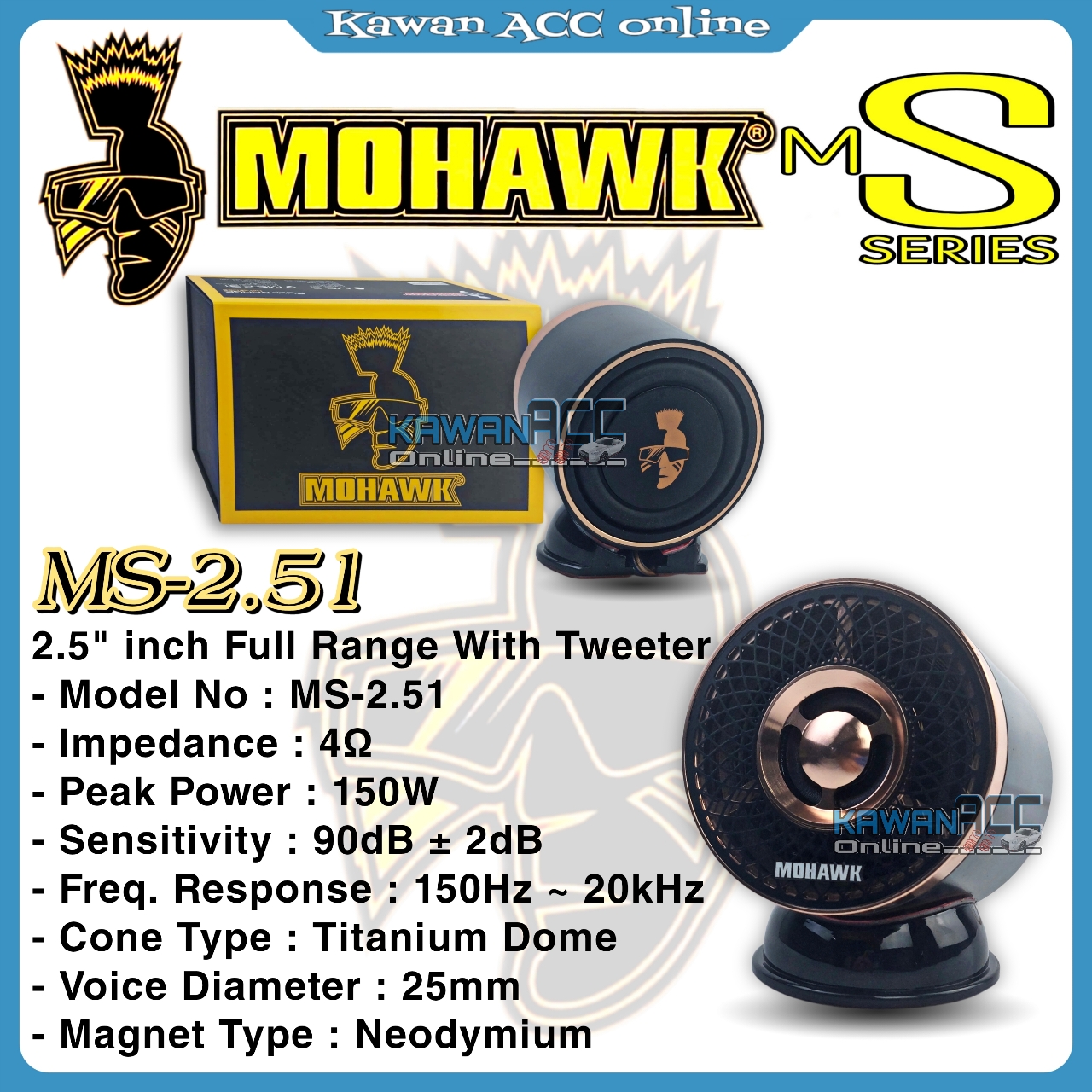 MOHAWK MS Series MS-2.51 2.5" inch Full Range Speaker 3way Tweeter/Mid ...