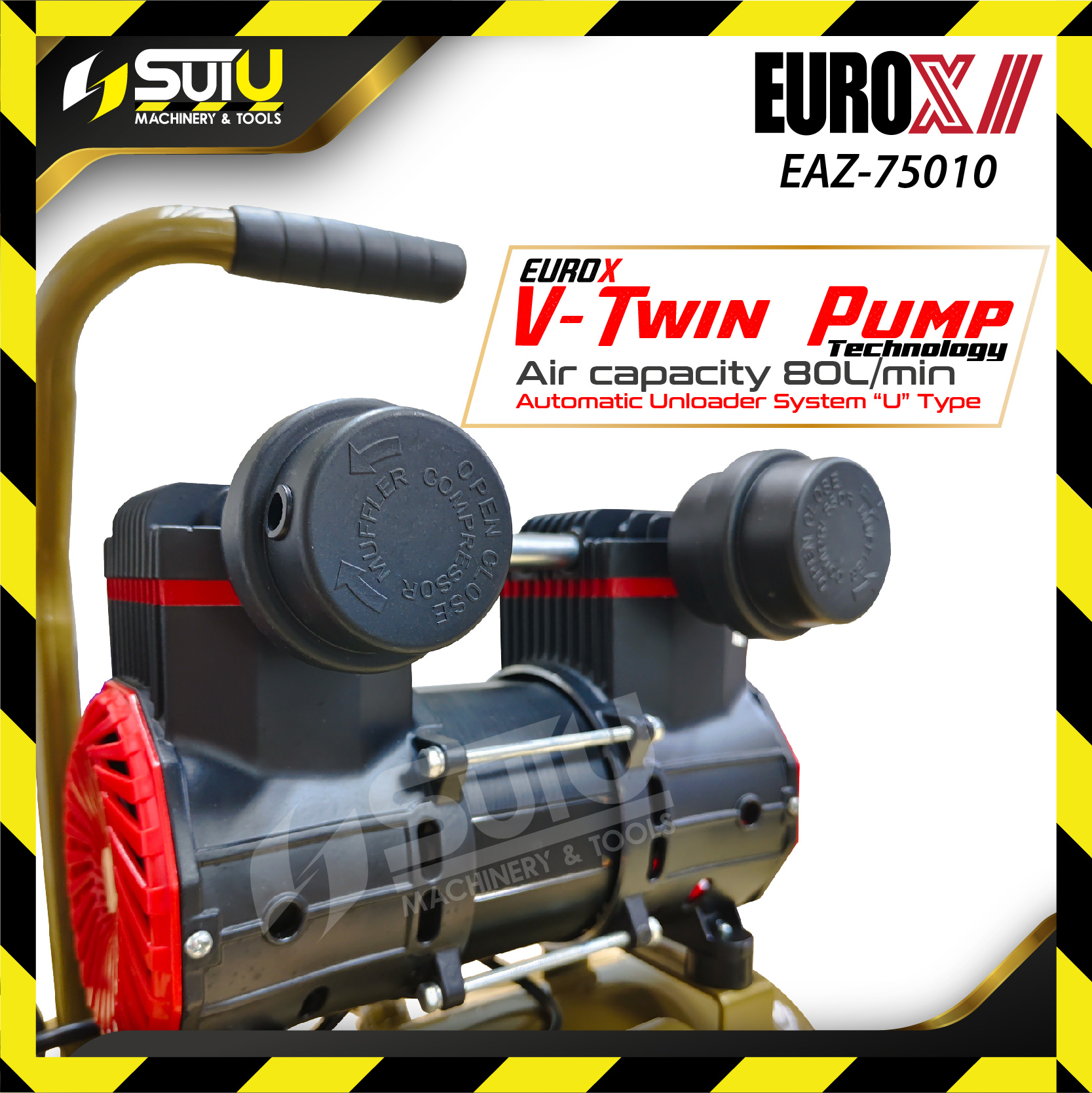 [NEW ARRIVAL] EUROX EAZ-75010 / EAZ75010 1.5HP 8Bar 10L Air Compressor / Kompressor 2850RPM ...