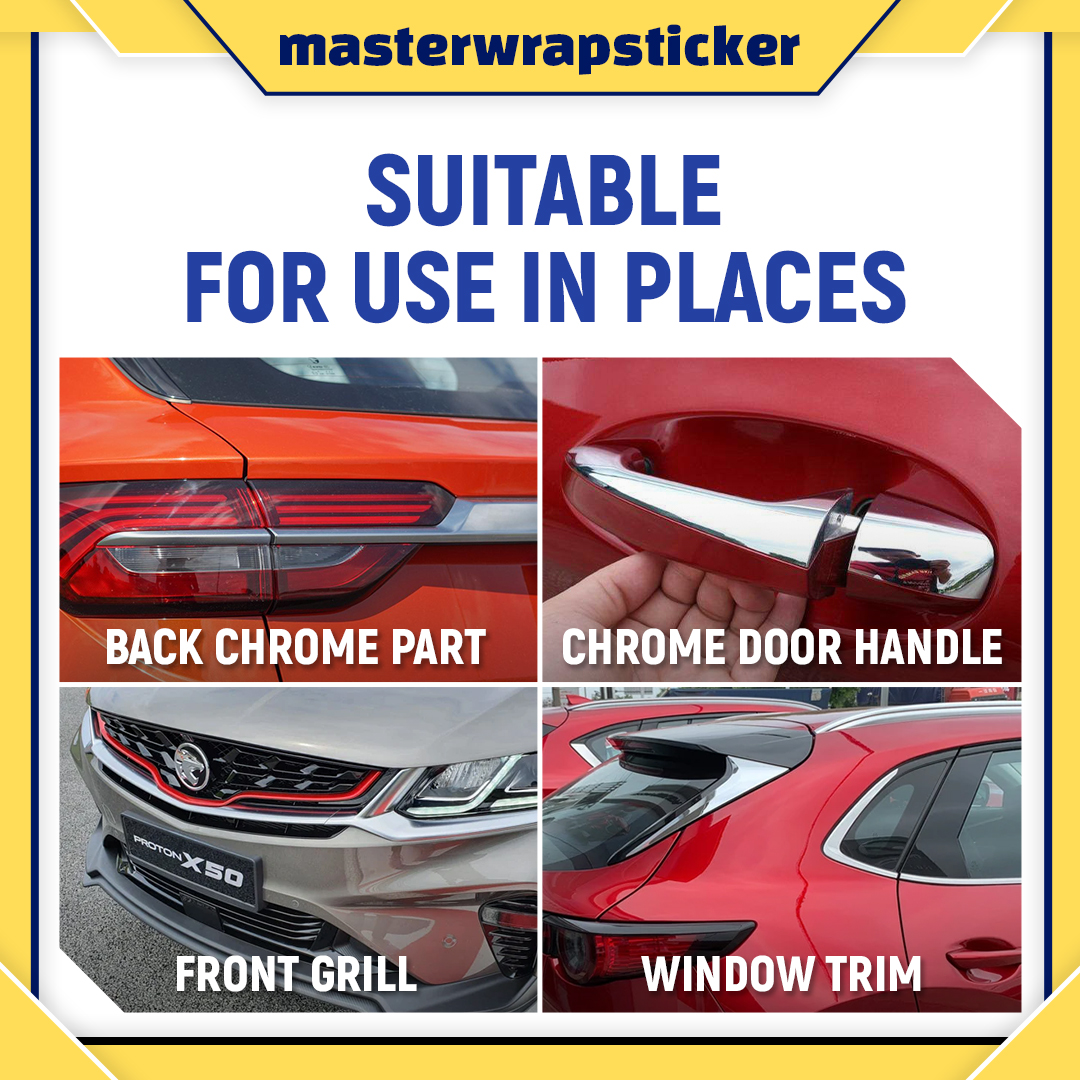 PREMIUM CAR CHROME DELETE WRAP VINYL STIKER(152CM-90CM)sticker kereta ...