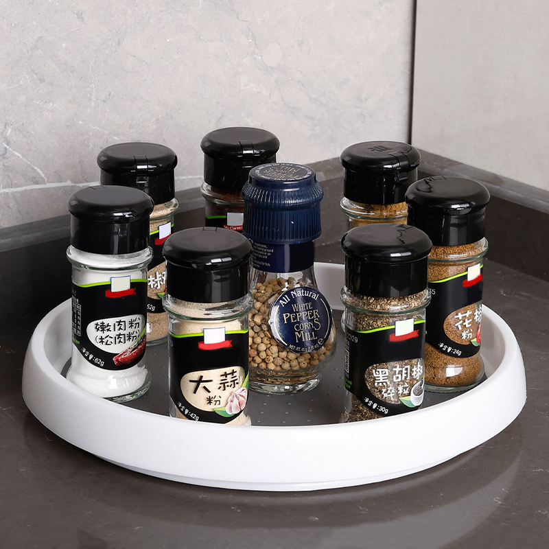 𝐄𝐀𝐒𝐘 𝐑𝐄𝐀𝐂𝐇 360° Rotating Condiment Spice Rack Storage Tray Anti-Slip ...