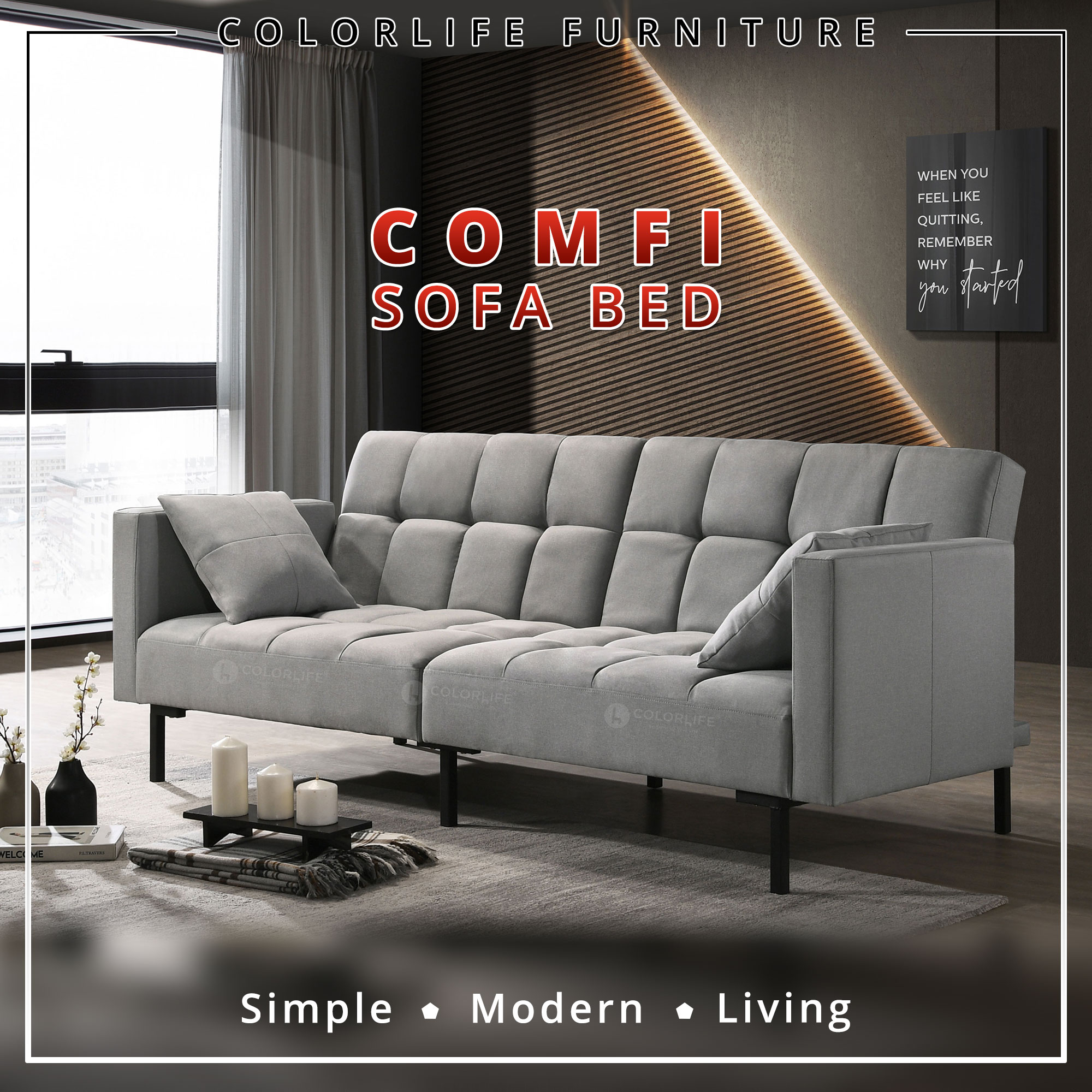 Colorlife 4 Seater Toffi Sofa Bed / Living Room Sofa / Anti Scratch ...