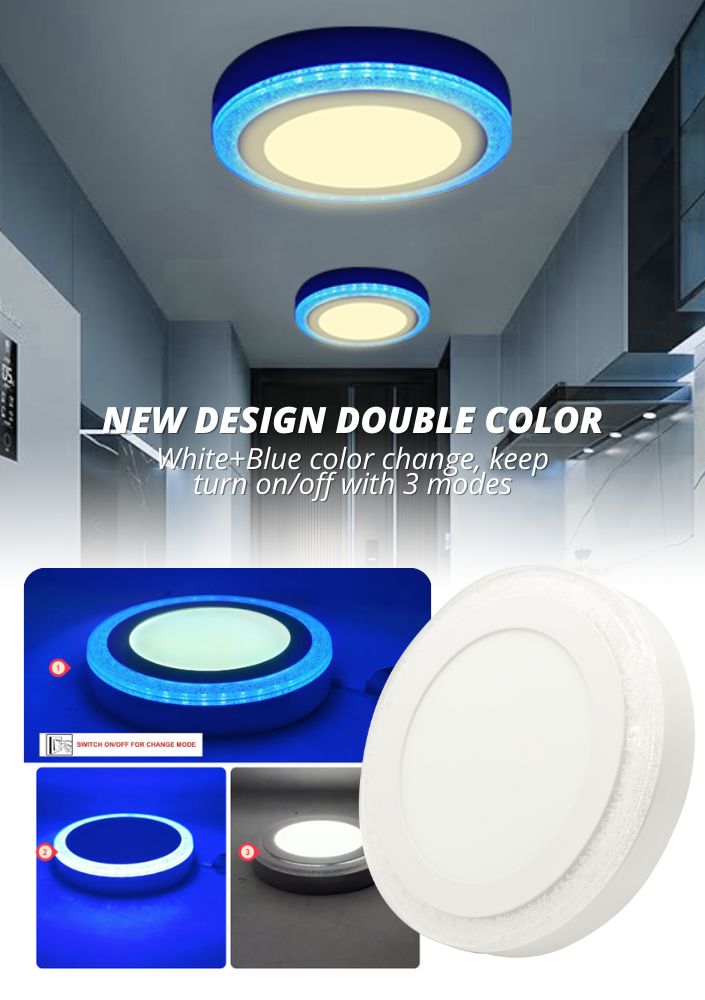 6500K+ BLUE Surface Downlight LED Flush Mount Panel Ceiling Light ...