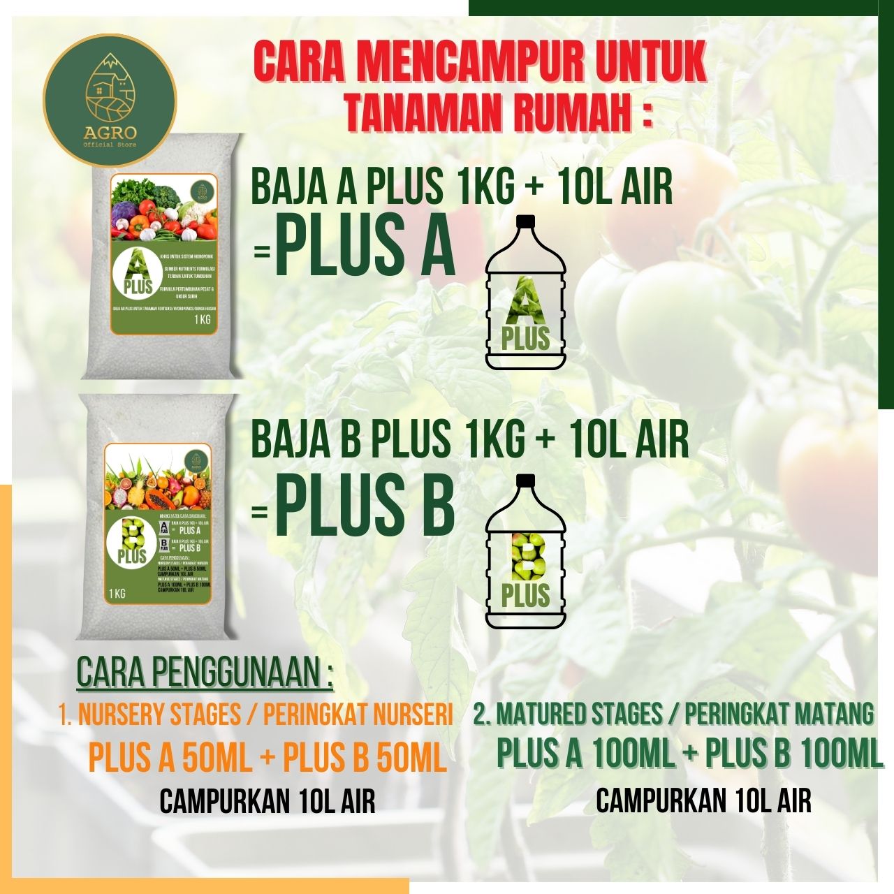 Agro Baja AB 2kg AB Fertilizer Fertigasi dan Hidroponik Sayur Daun Cili ...