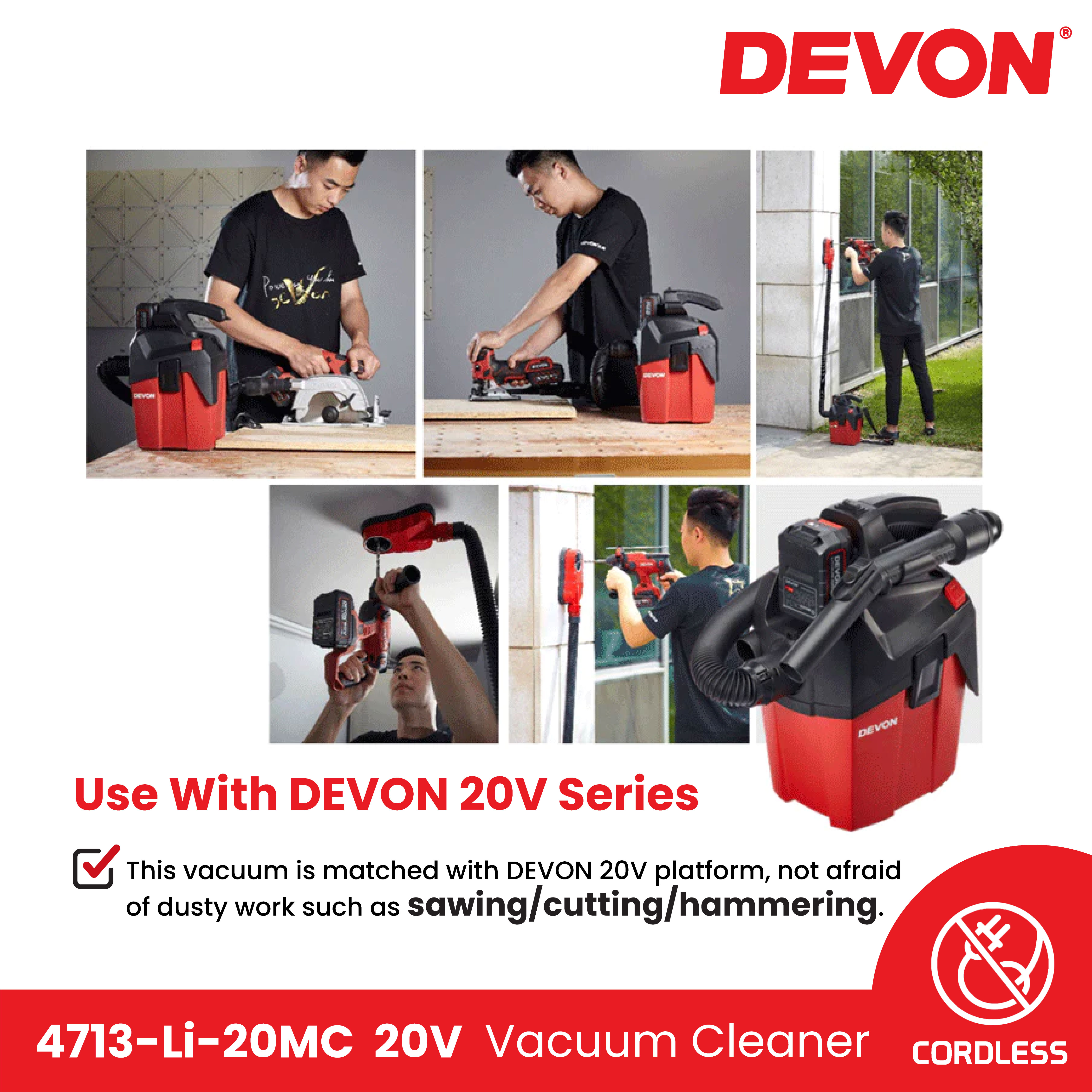 DEVON 4713-Li-20MC 20V Lithium-Ion Cordless Vacuum Cleaner | Shopee ...