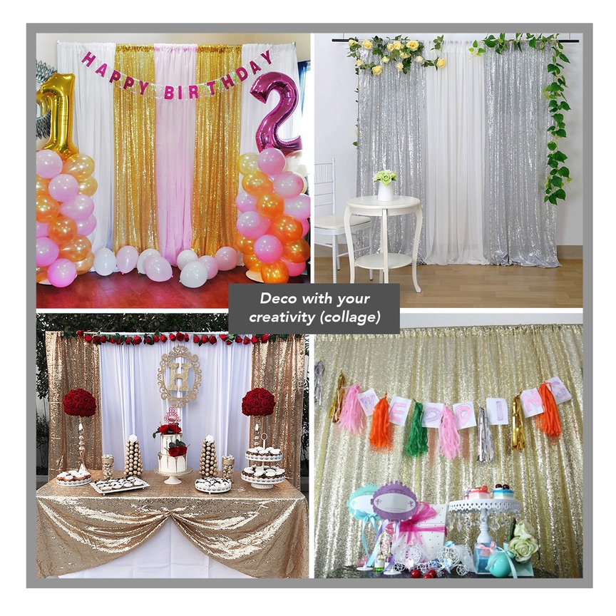 1pc 0.6x2.4M Sequin Backdrop Curtain Deco Wedding Party Glitter Sparkle ...