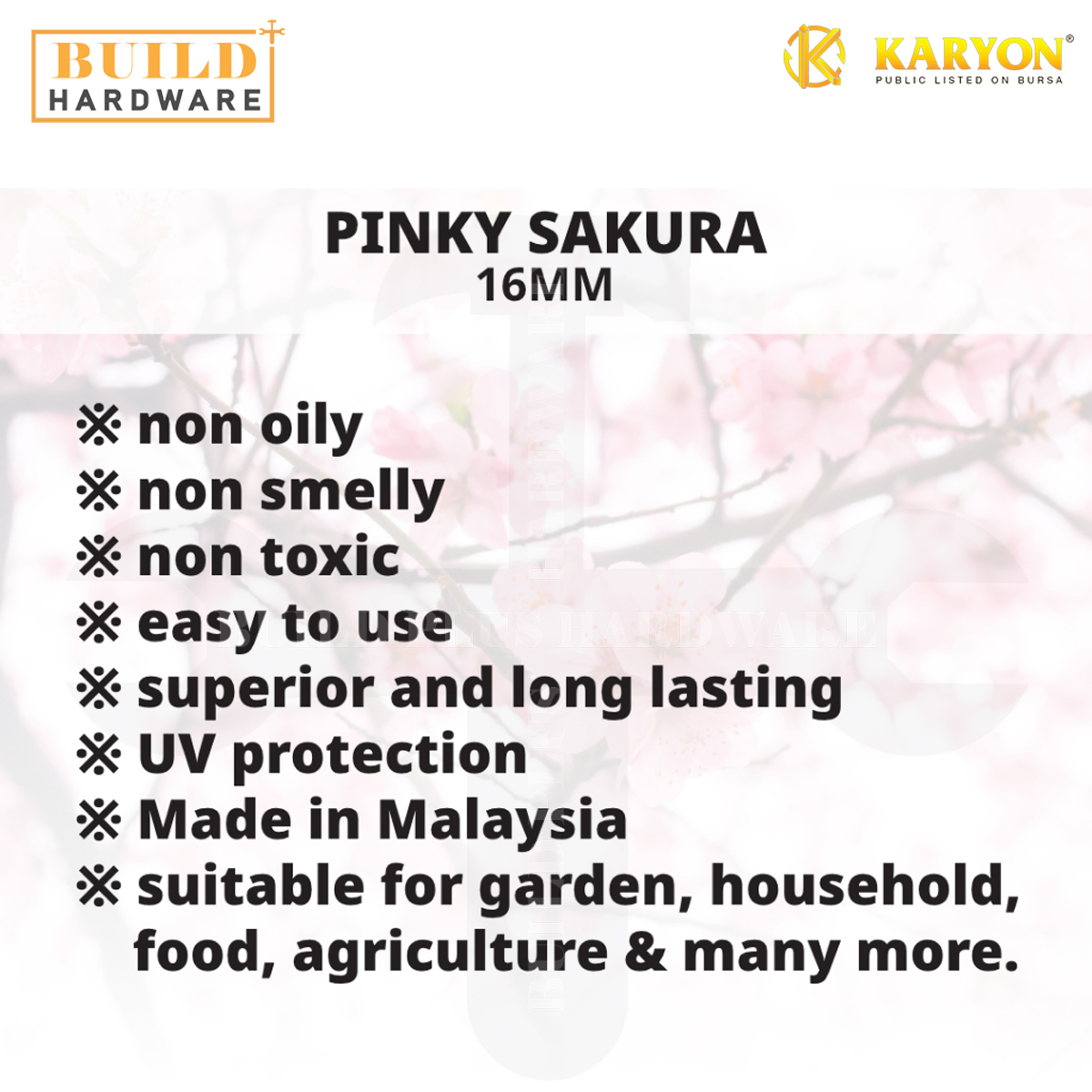 KARYON 10m / 30m x 2.5mm Pinky Sakura Garden Hose PVC Getah Paip Rumah ...