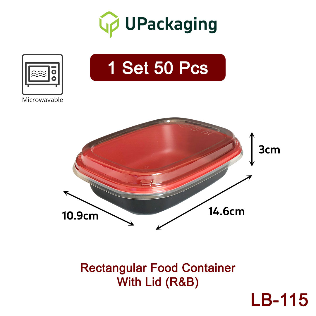 [50 Pcs] LB115 PLASTIC LUNCH BOX Container LB-115 Disposable Red ...