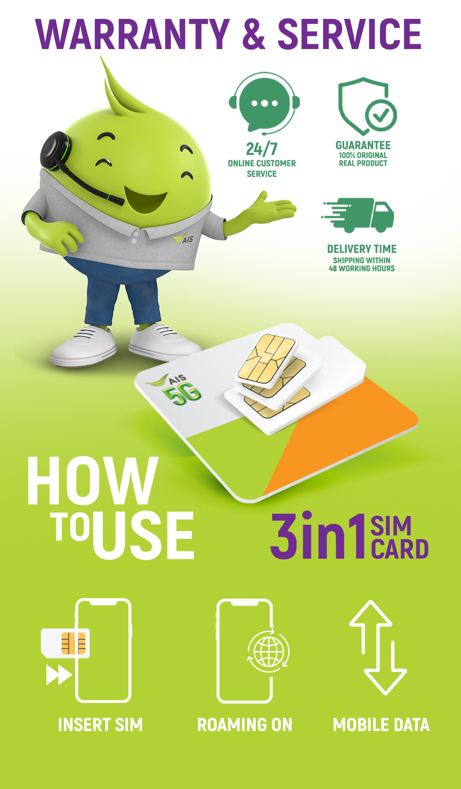 【Thailand Sim Card】【5Days Unlimited】【 5G High Speed Data】【Thailand AIS Sim Card】【AIS Tourist SIM ...