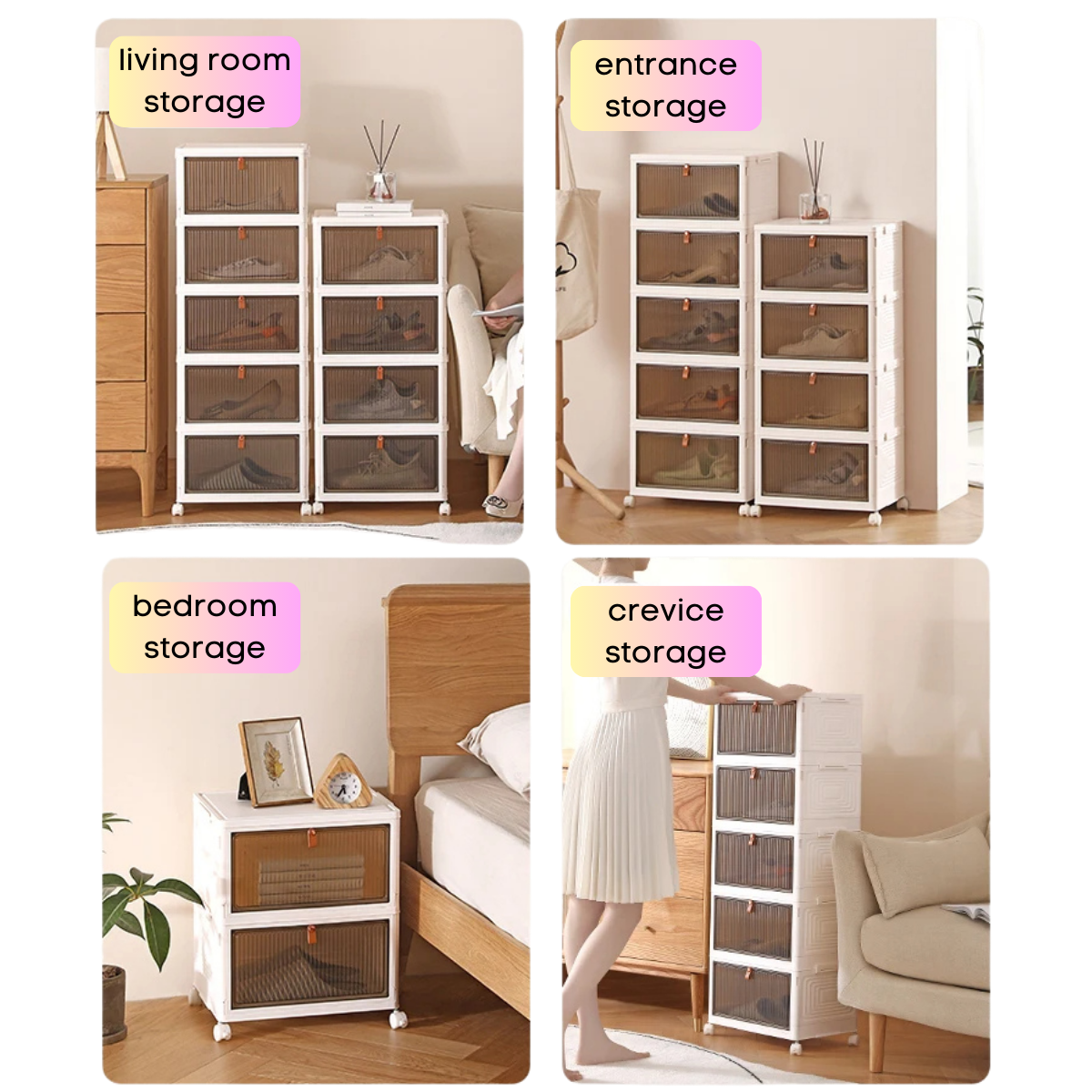 Shoe Storage Rak Kasut Bertutup Foldable Shoe Rack Foldable Storage Box ...