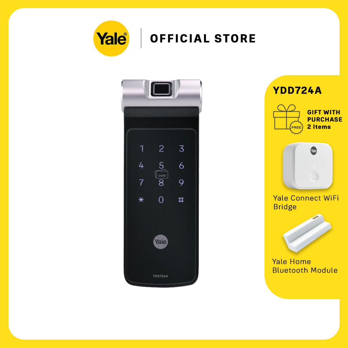 Yale YDD724A Deadbolt Smart Door Lock - Fingerprint/ PIN Code/ RFID ...