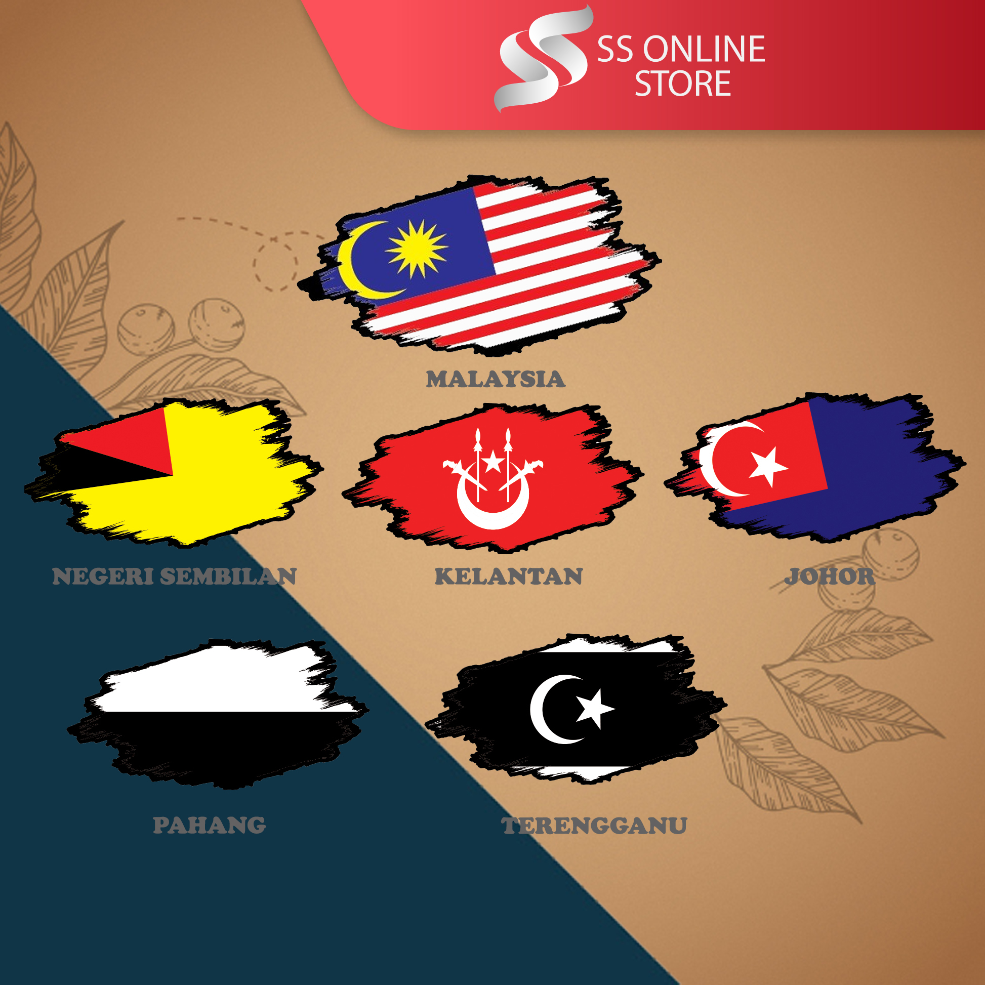 Car Sticker Bendera Malaysia Sticker Flag Motor Sticker Negeri ...
