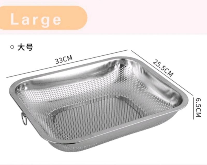 Stainless Steel Colander Strainer Square Mesh Skimmer Wash Basin ...