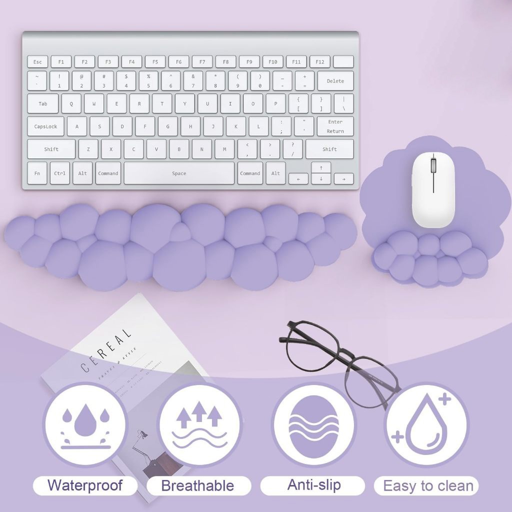 Cloud Keyboard Mouse Wrist Pad Typing Wrist Rest Leather Memory Foam ...